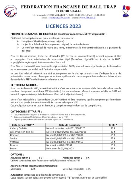 Tarifs – Ball trap de Signes