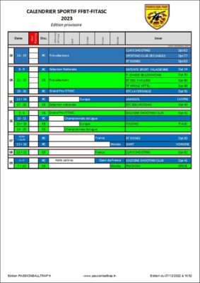 Ball-Trap de Signes – Calendrier sportif 2023