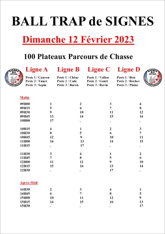 prix ouverture 2023 – Ball trap de Signes